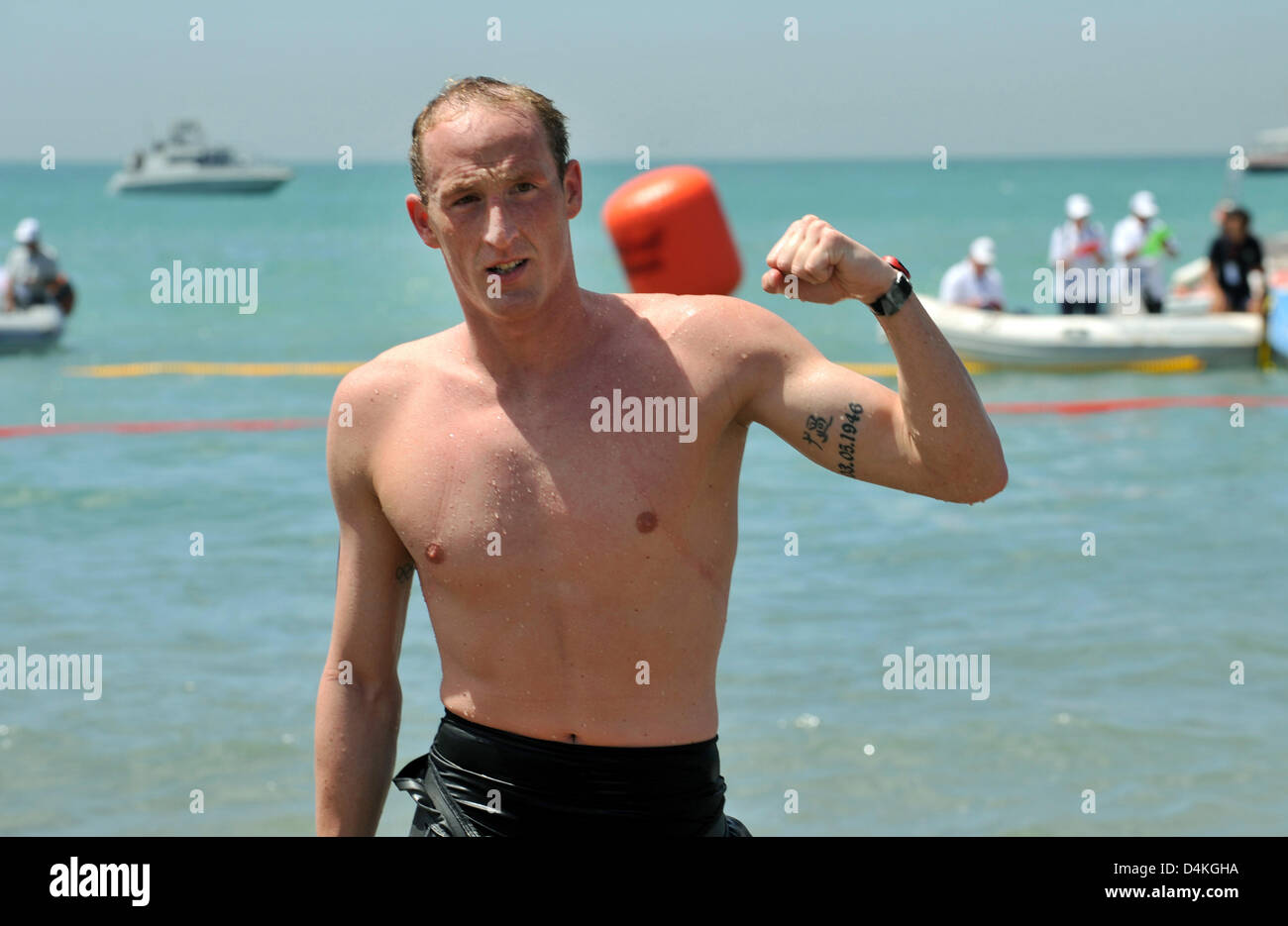 Germany?s Thomas Lurz cheers winning the Open Water 5km at the FINA ...