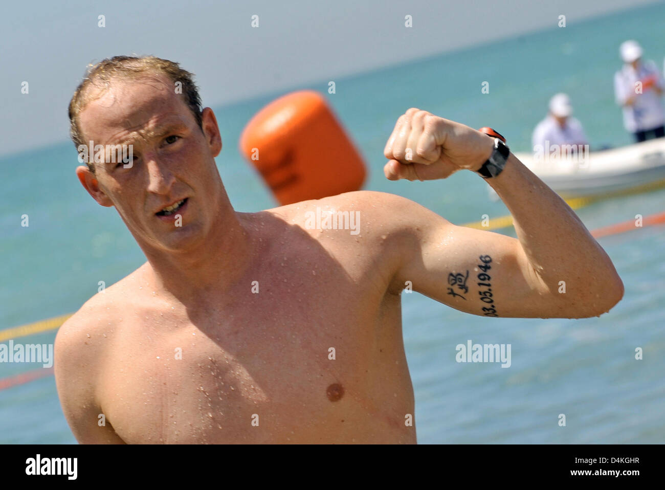 Germany?s Thomas Lurz cheers winning the Open Water 5km at the FINA ...