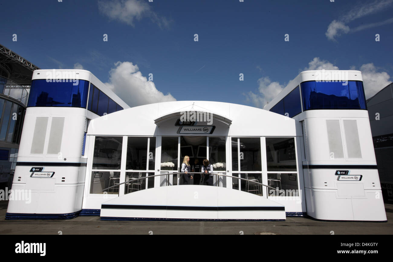 The Williams F1 motorhome seen prior to the Grand Prix of Germany at ...