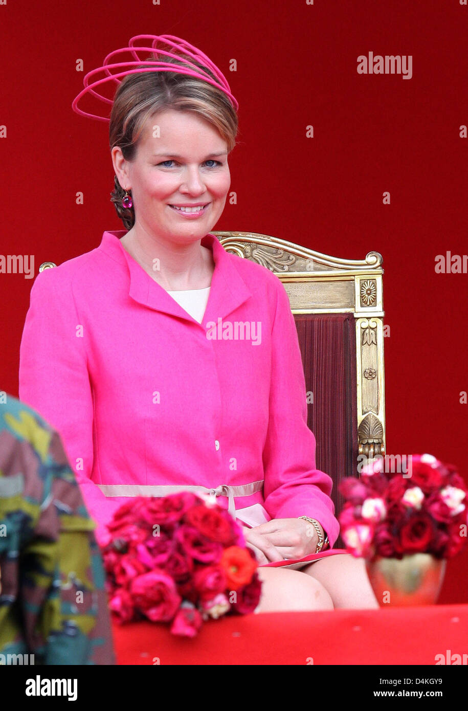 Belgian Crown Princess Mathilde is pictured on the podium during the ...