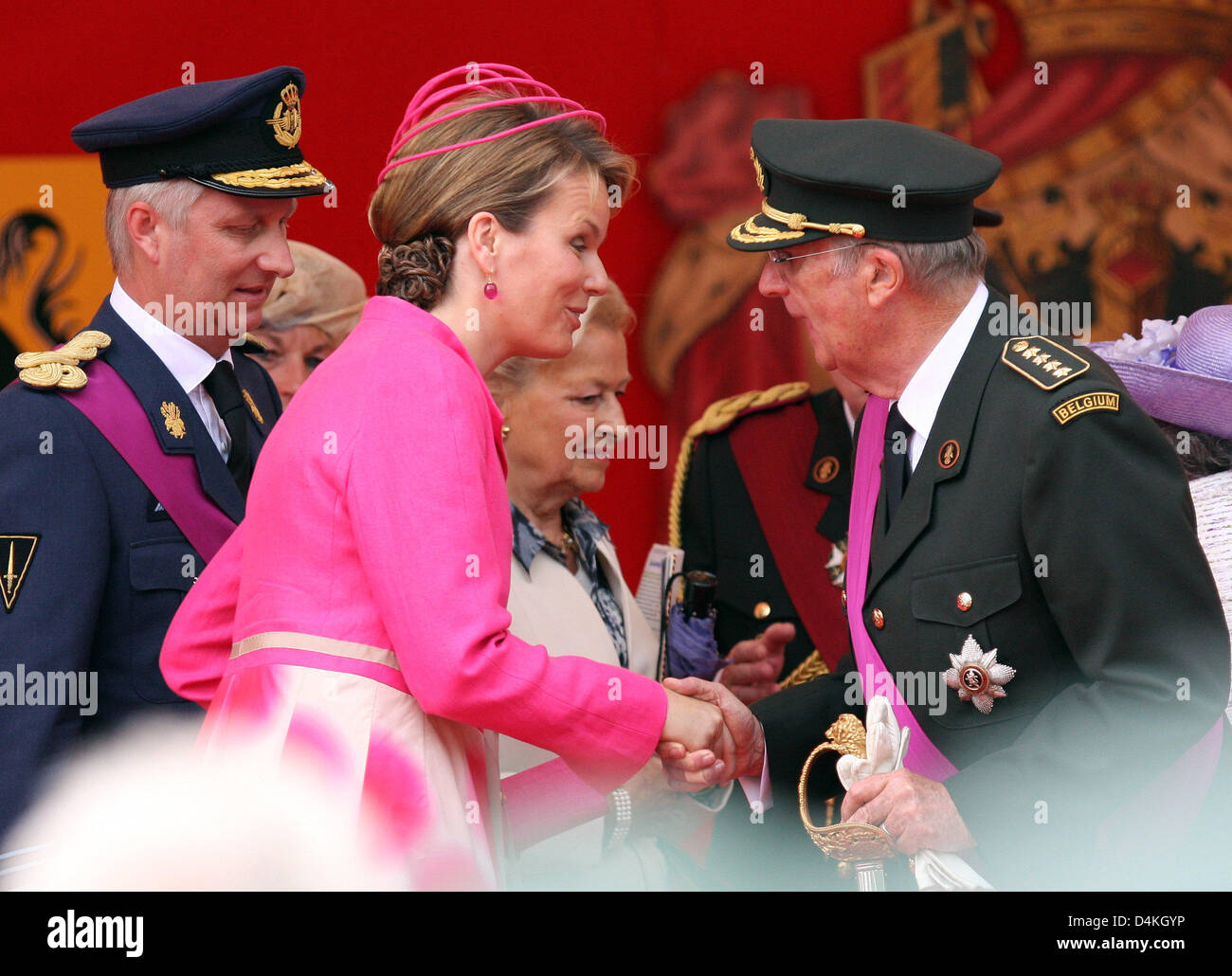 Belgian Crown Prince Filip, Crown Princess Mathilde and King Albert (R ...