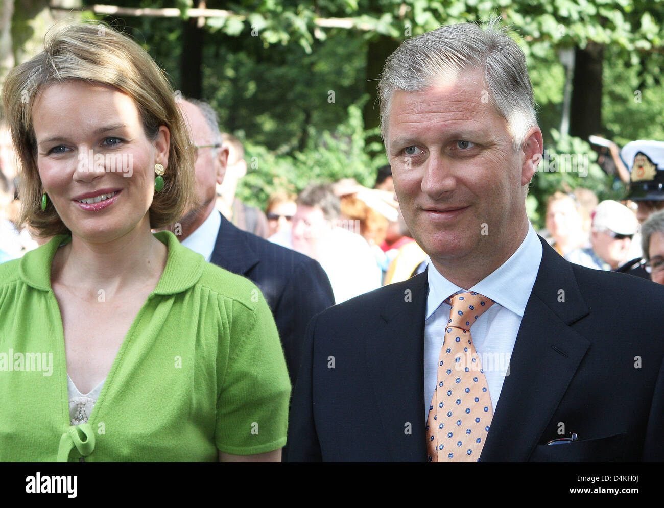 Belgian Crown Prince Philippe (R) and Crown Princess Mathilde visit the ...
