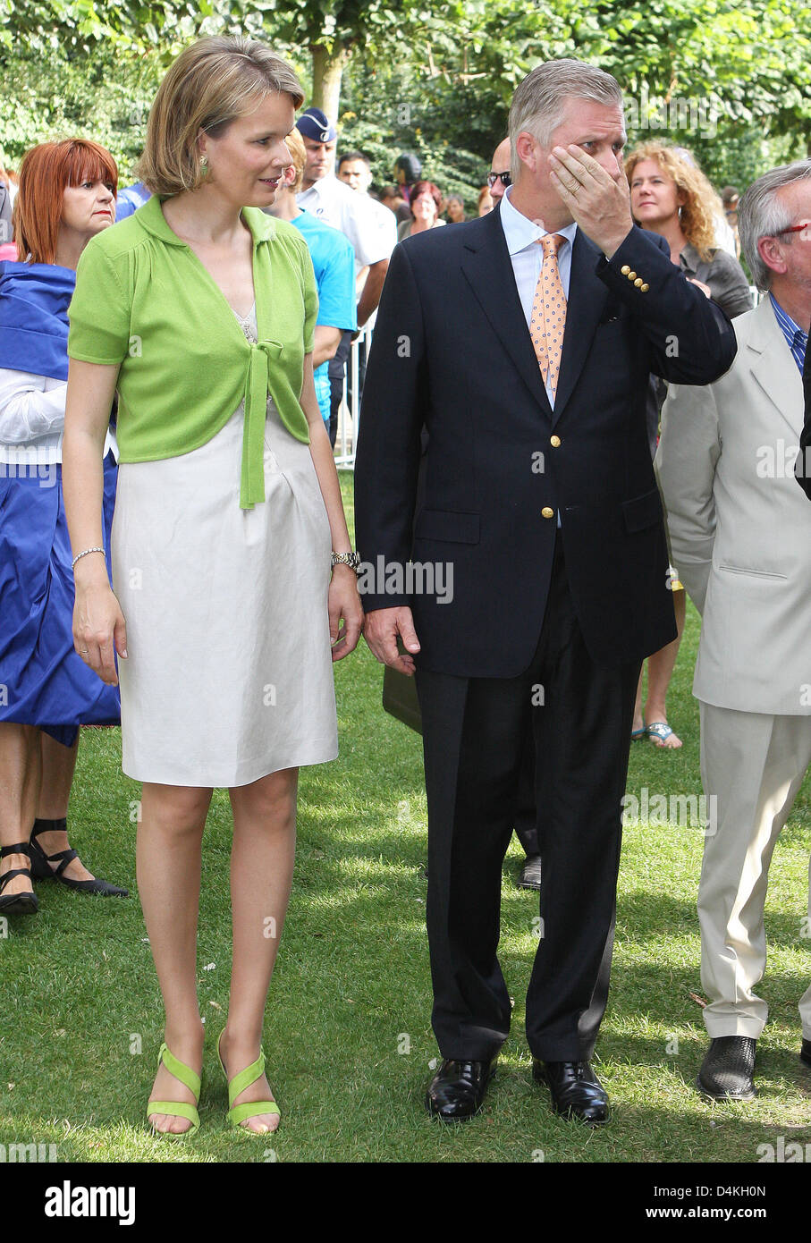 Belgian Crown Prince Philippe (R) and Crown Princess Mathilde visit the ...