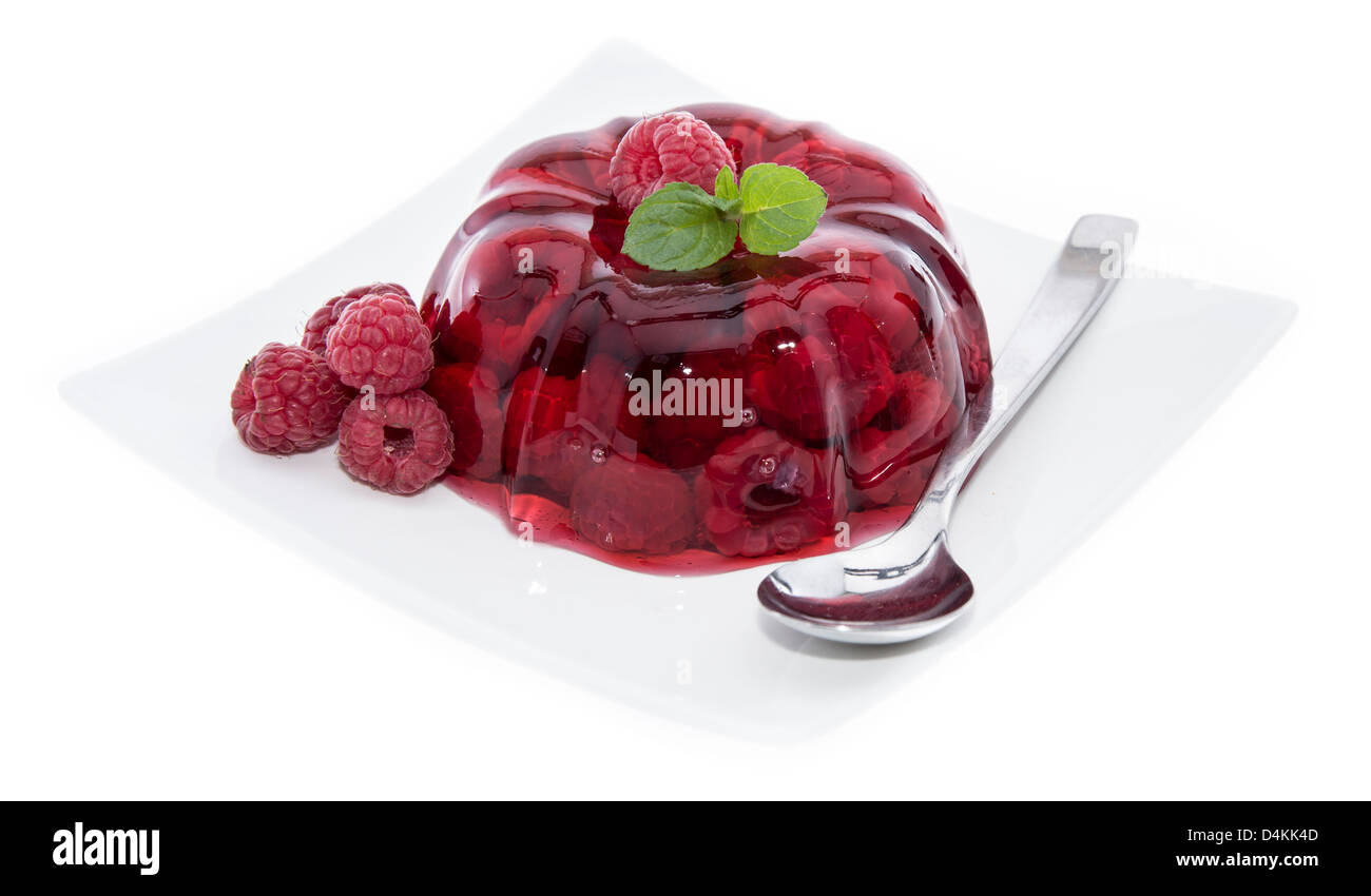 Raspberry Jello isolated on white background Stock Photo - Alamy