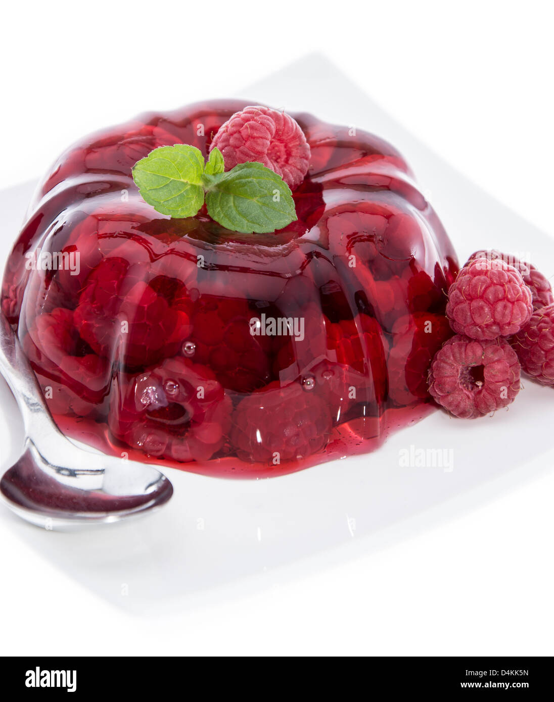 Raspberry Jello isolated on white background Stock Photo - Alamy
