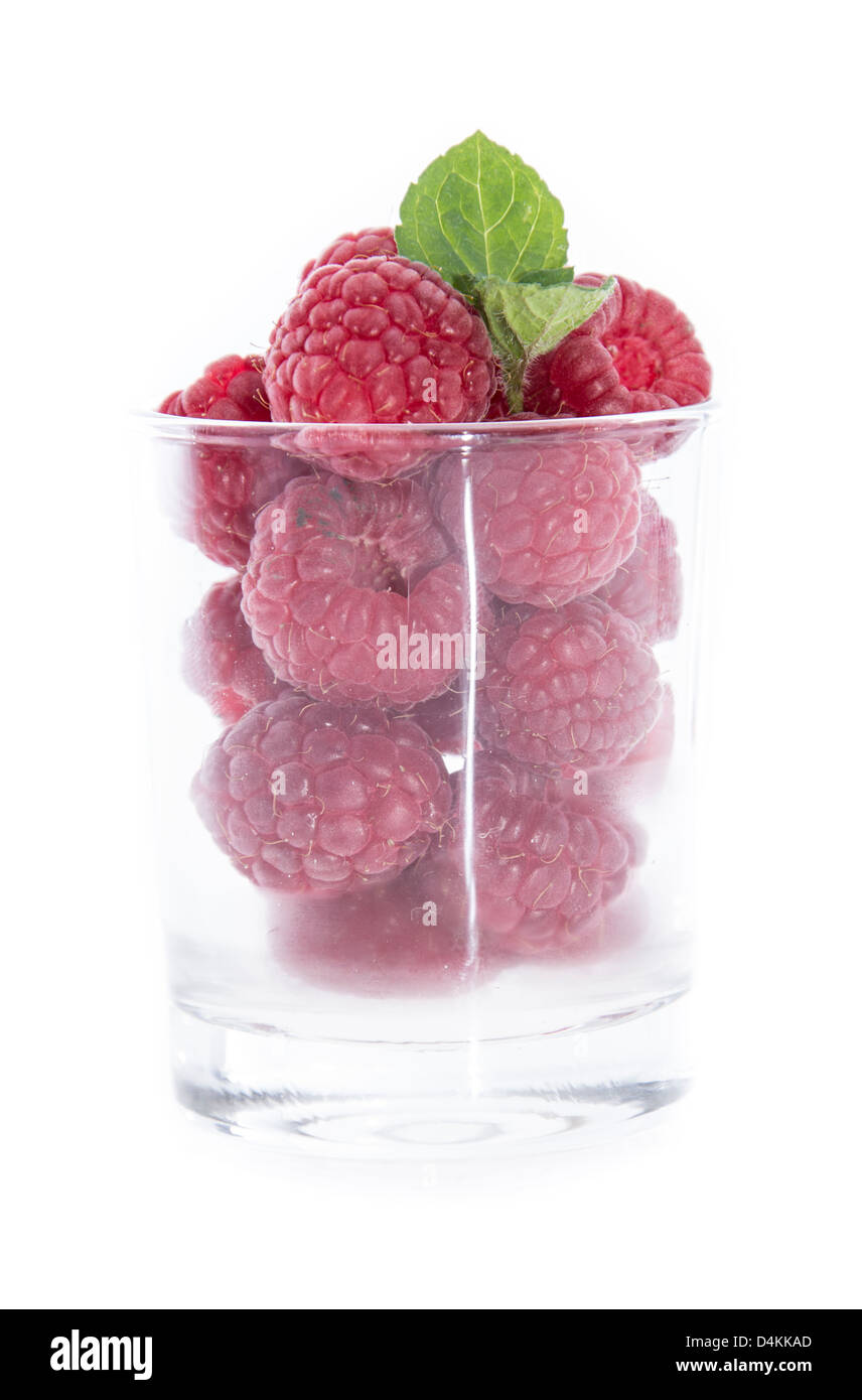 Raspberries in a glass (isolated on white background Stock Photo - Alamy
