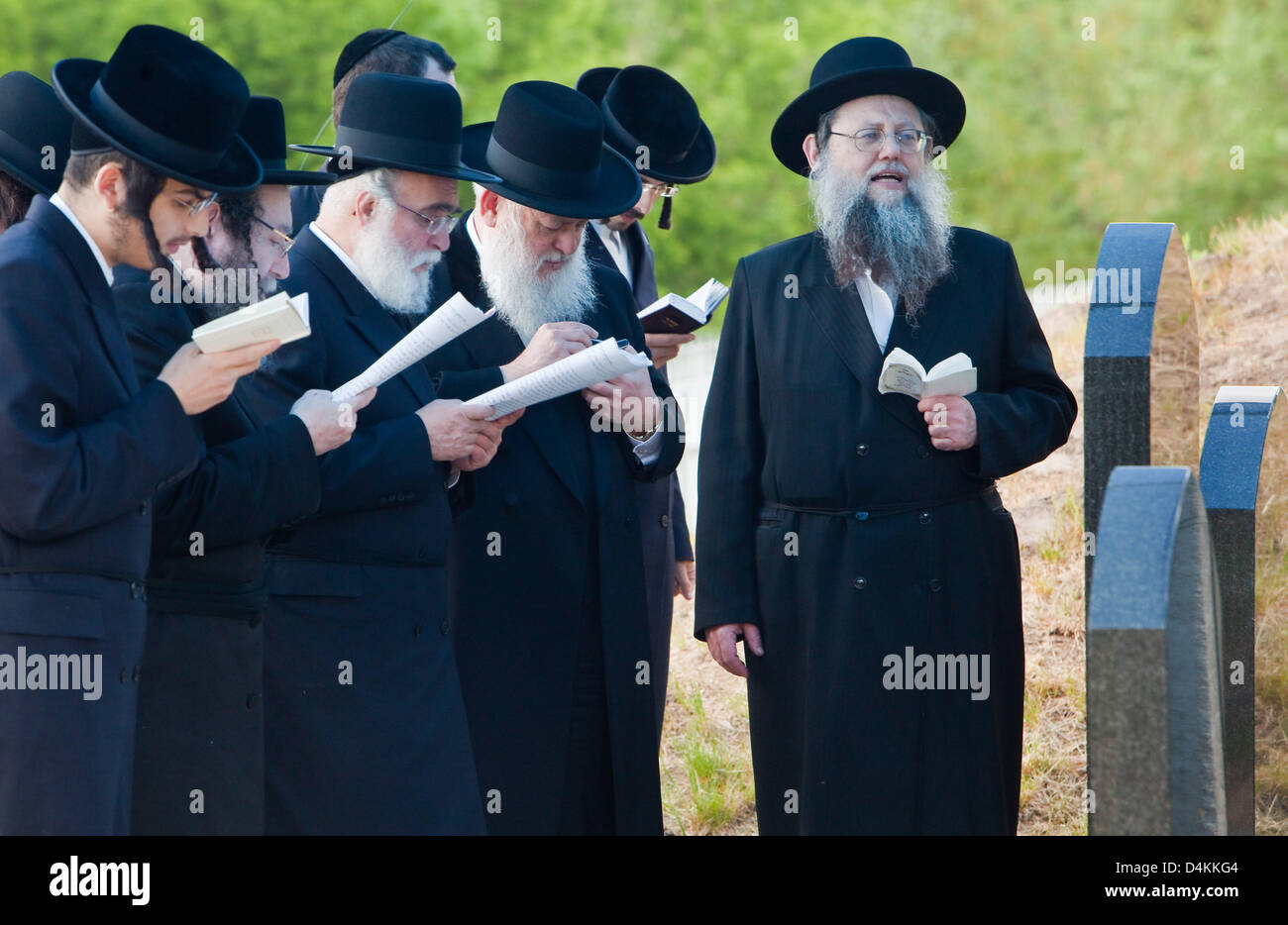 Rabbis from Europe and the USA pray at the grave of rabbi Theomin, at ...