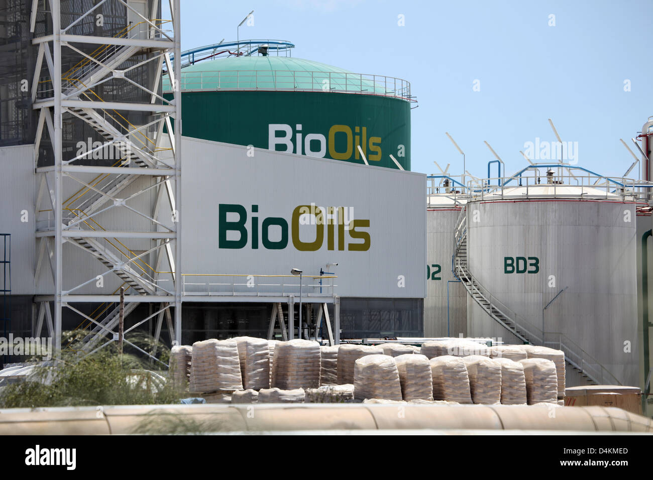 The picture shows the tanks of the Spanish oil company BIO OILS Energy ...