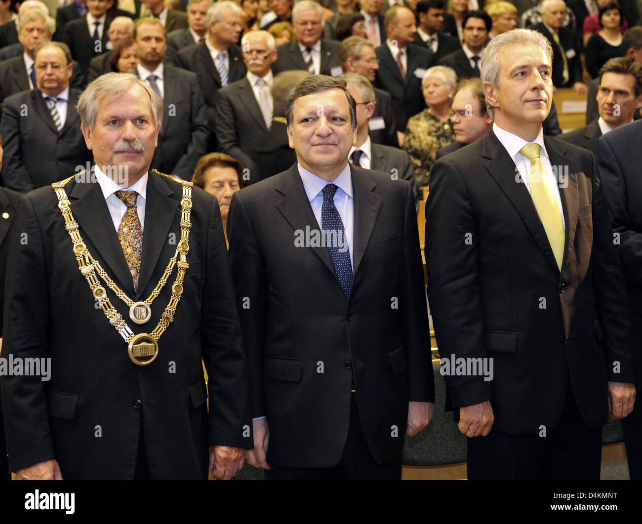 President of the EU Commission Jose Manuel Barroso (C) is awarded ...