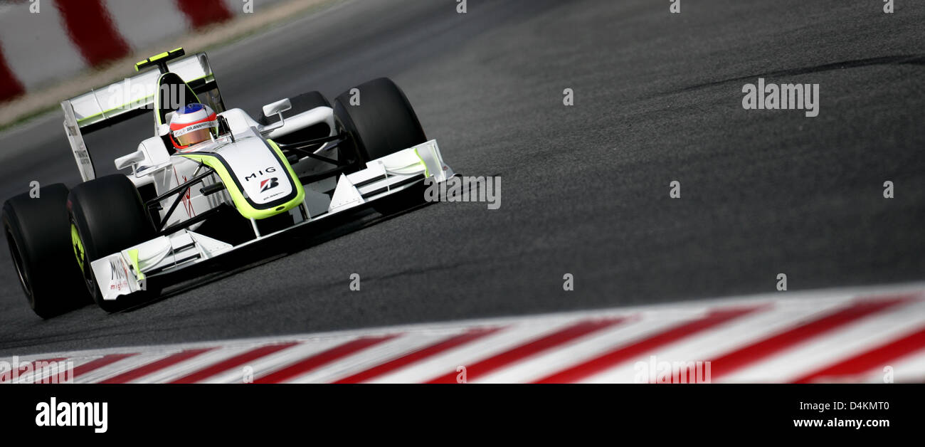 Brazilian Formula One driver Rubens Barrichello of Brawn GP exits a ...