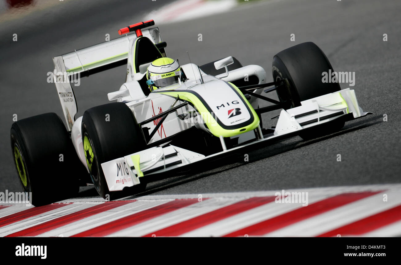 British Formula One driver Jenson Button of Brawn GP exits a turn ...