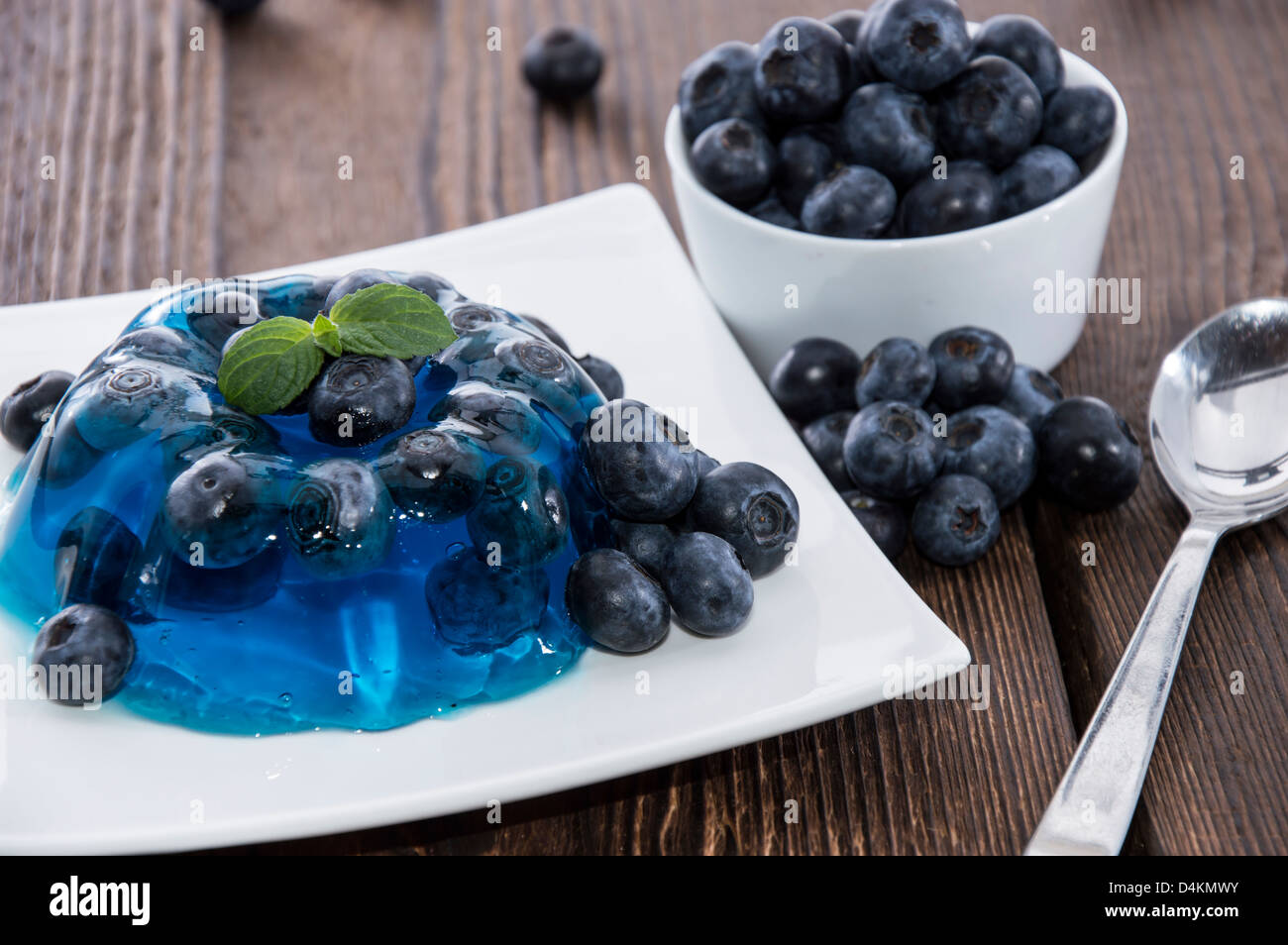 Homemade Blueberry Jello on wooden background Stock Photo - Alamy