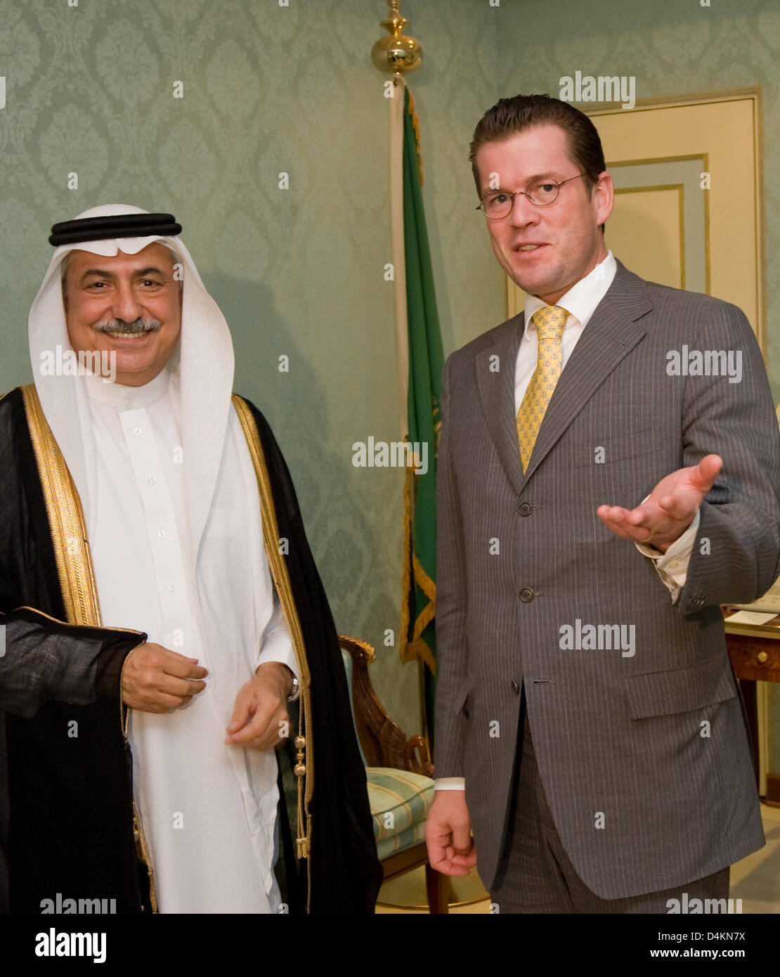 German Economy Minister Karl-Theodor zu Guttenberg (R) talks to Saudi ...