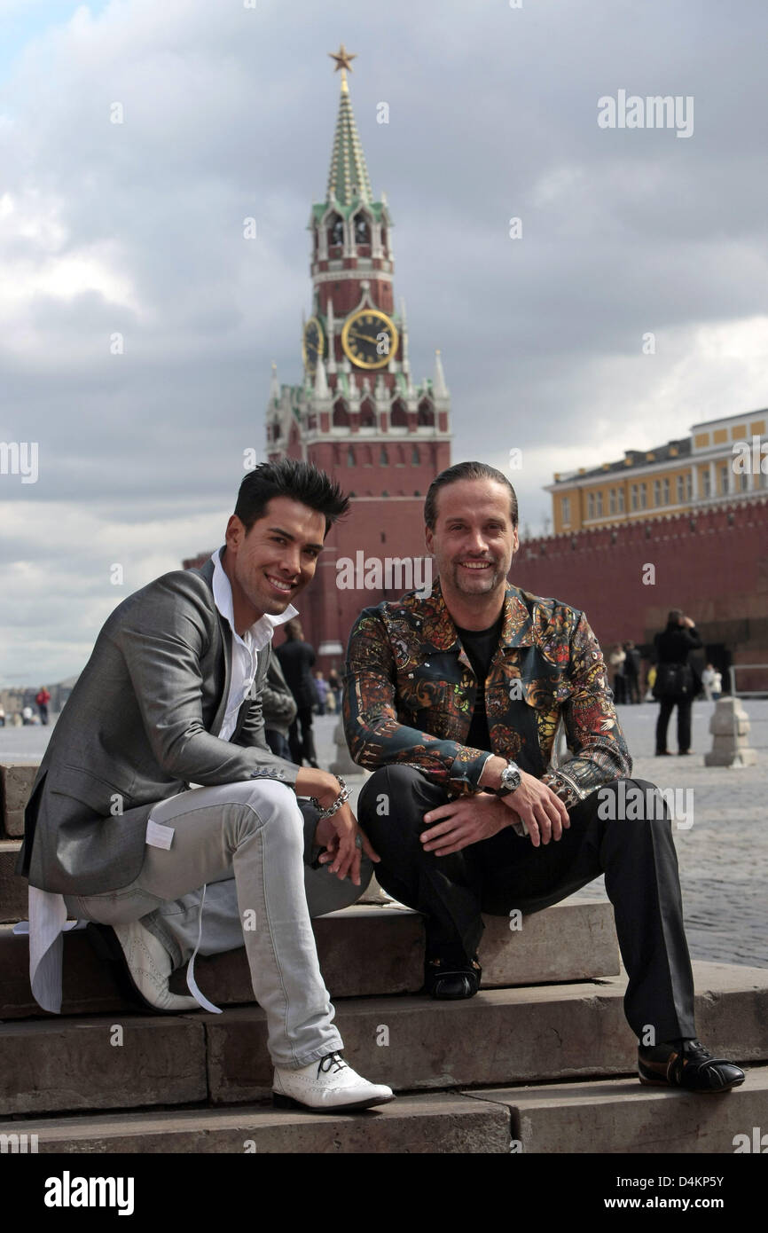 US musical singer Oscar Loya (L) and German producer Alex Christensen ...