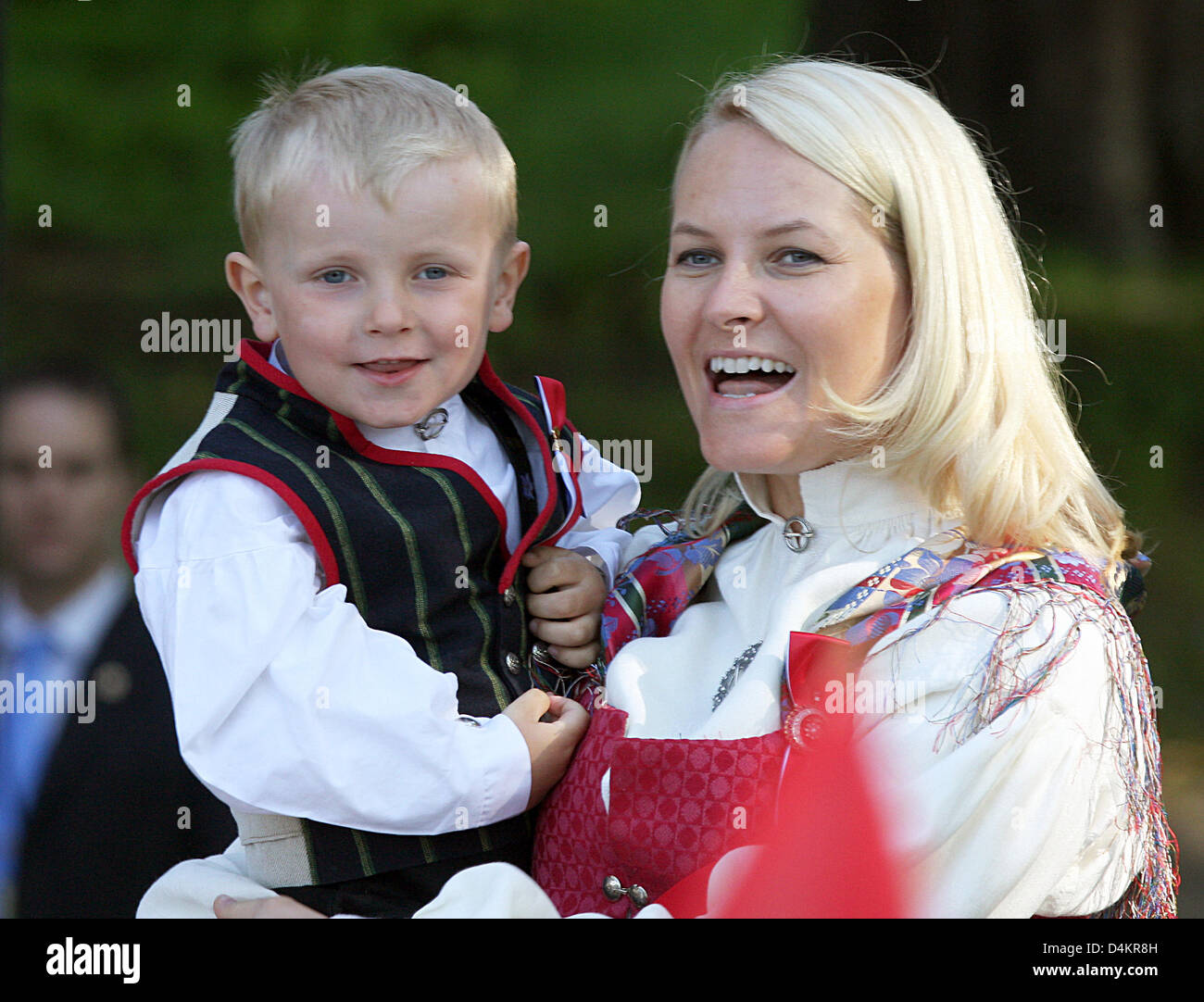Princess Mette-Marit of Norway (R) and her son Prince Sverre Magnus ...