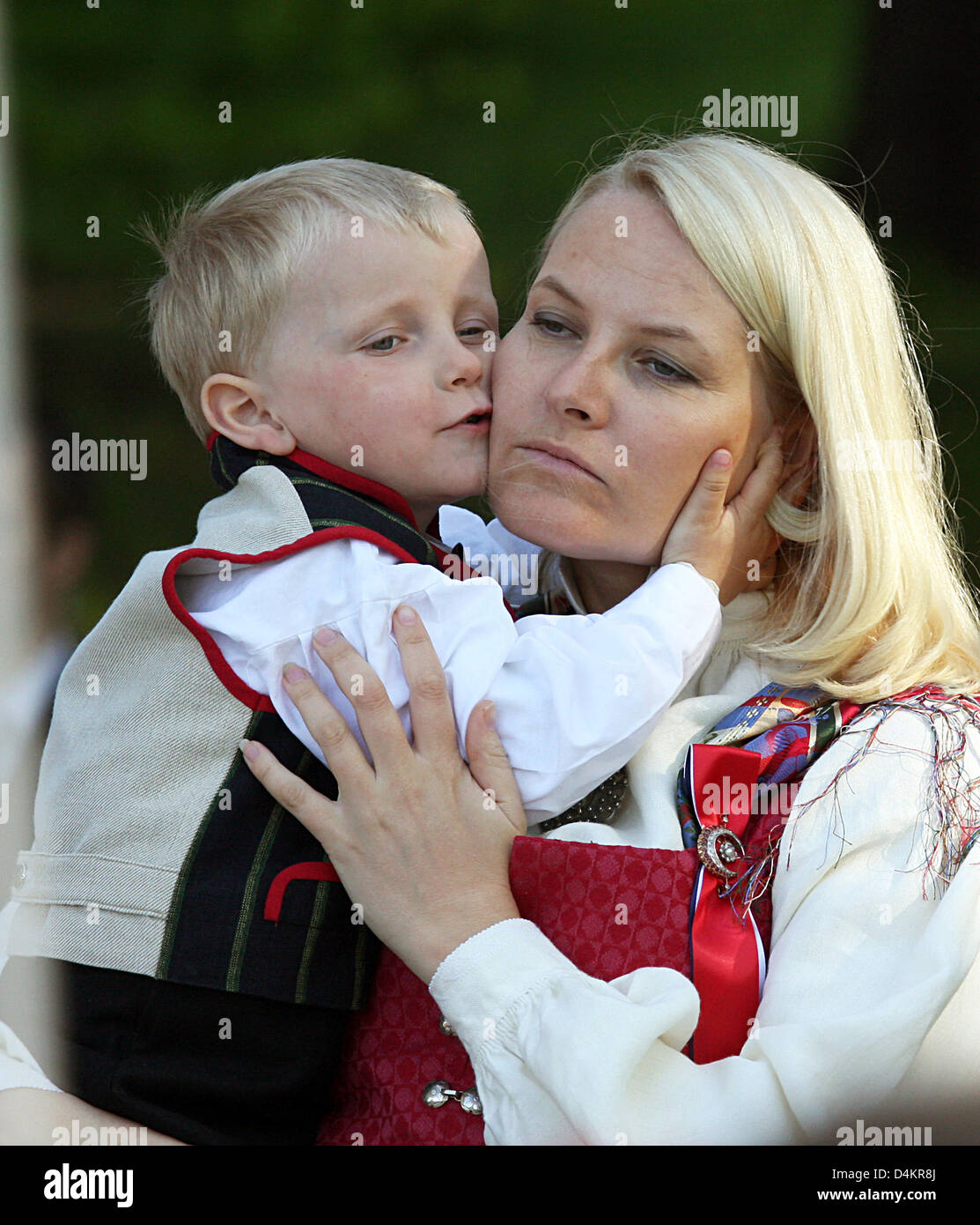 Princess Mette-Marit of Norway (R) and her son Prince Sverre Magnus ...