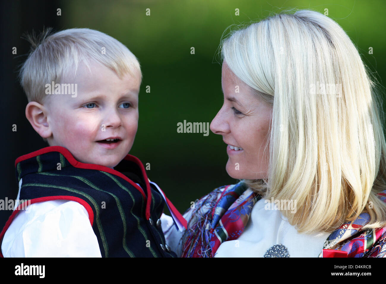 Princess Mette-Marit of Norway (R) and her son Prince Sverre Magnus ...