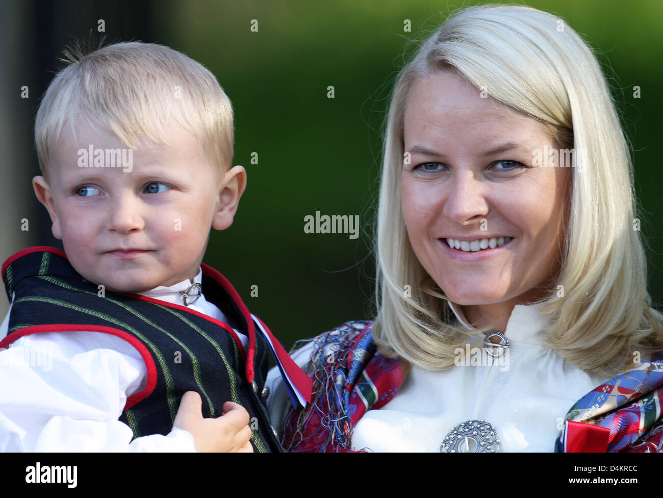 Princess Mette-Marit of Norway (R) and her son Prince Sverre Magnus ...
