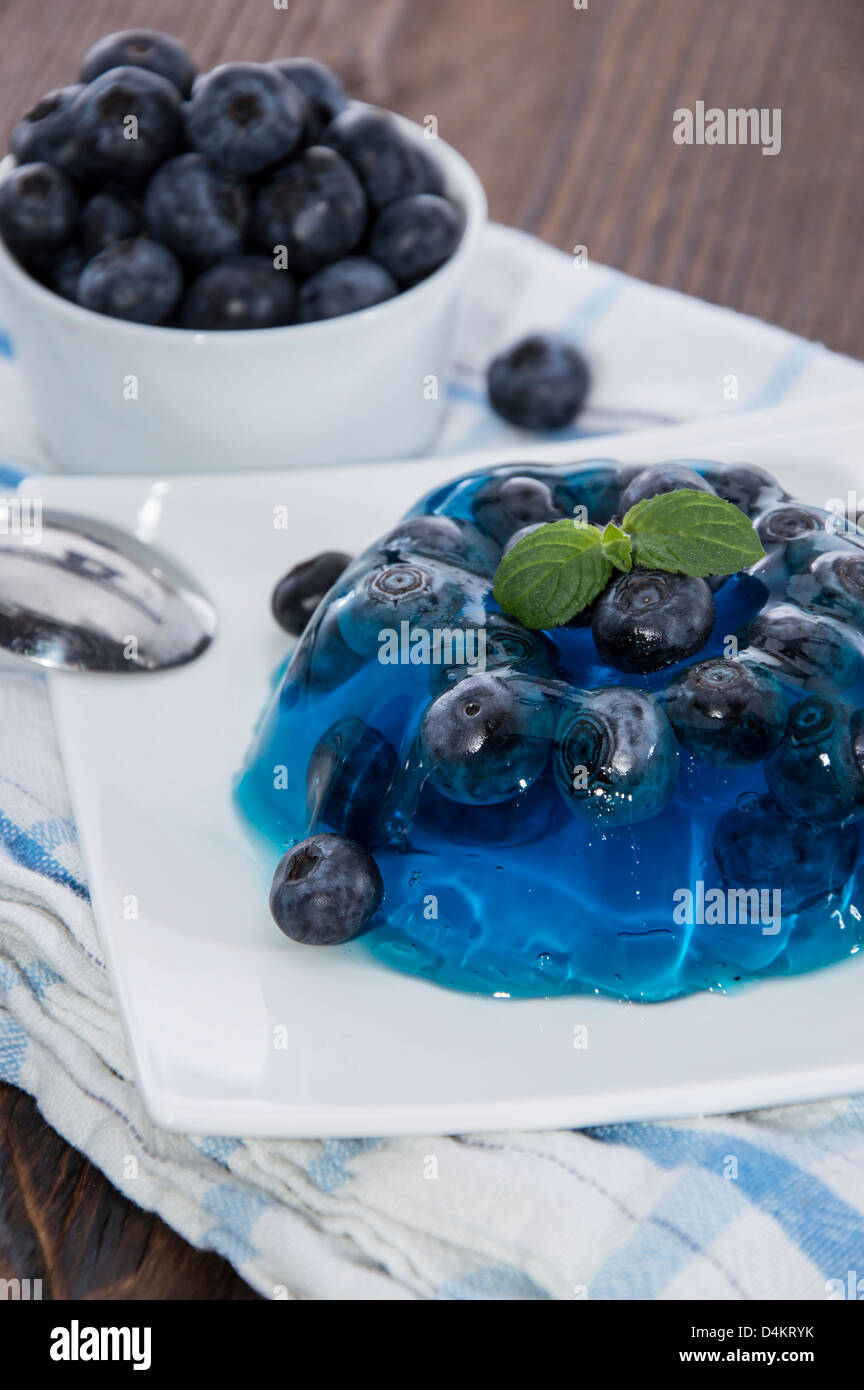 Homemade Blueberry Jello on wooden background Stock Photo - Alamy