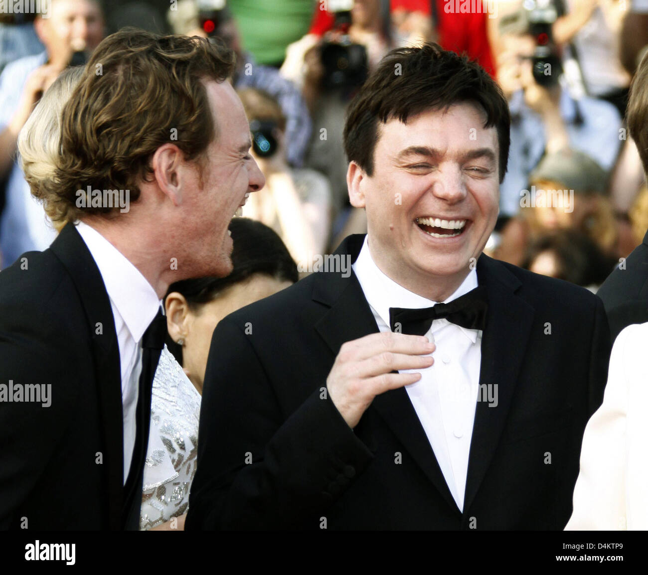 Actors Michael Fassbender (L) and Mike Myers arrive for the world ...
