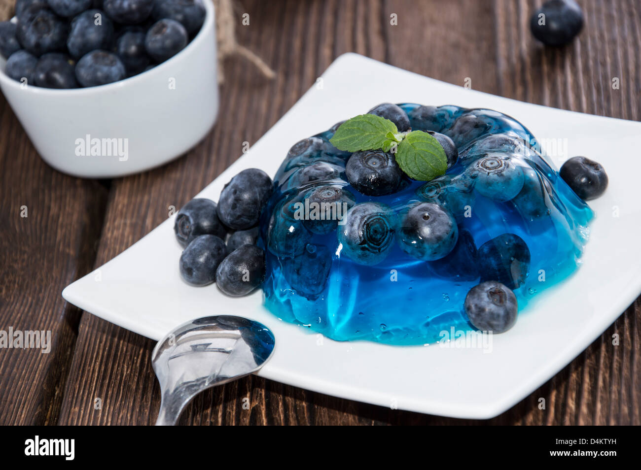 Homemade Blueberry Jello on wooden background Stock Photo - Alamy