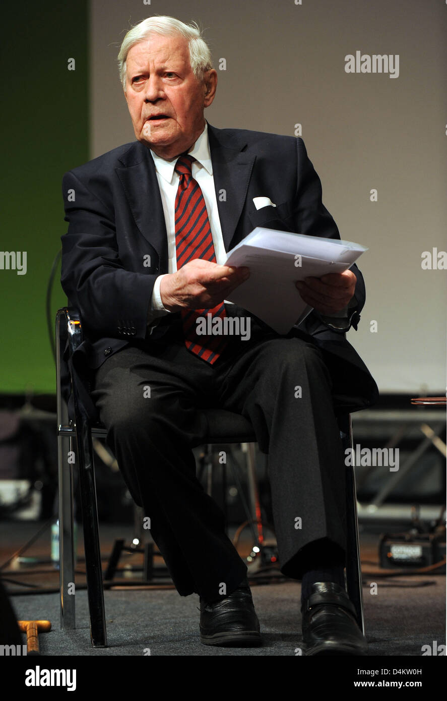 Former German Chancellor Helmut Schmidt talks during an event on the ...