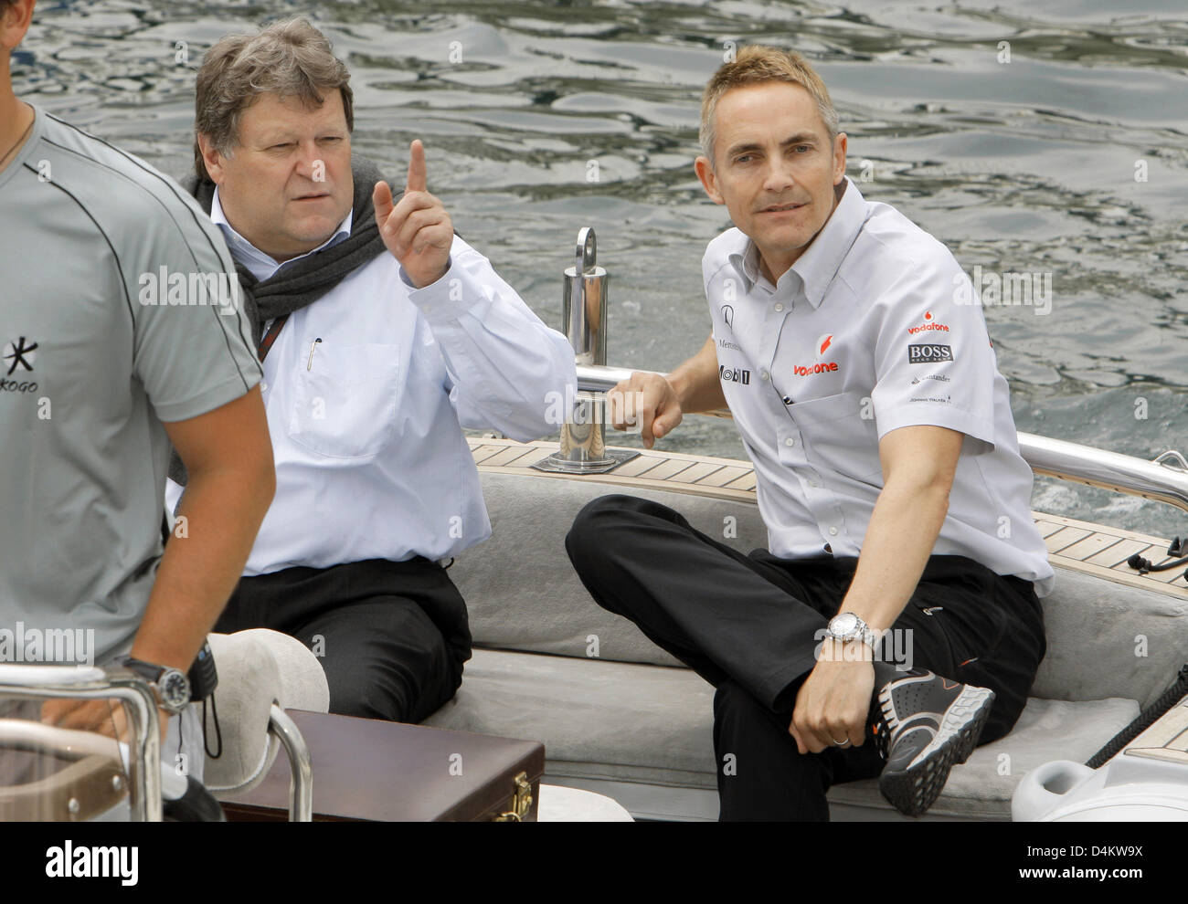 German Norbert Haug, motorsport director of Mercedes (L) and British ...