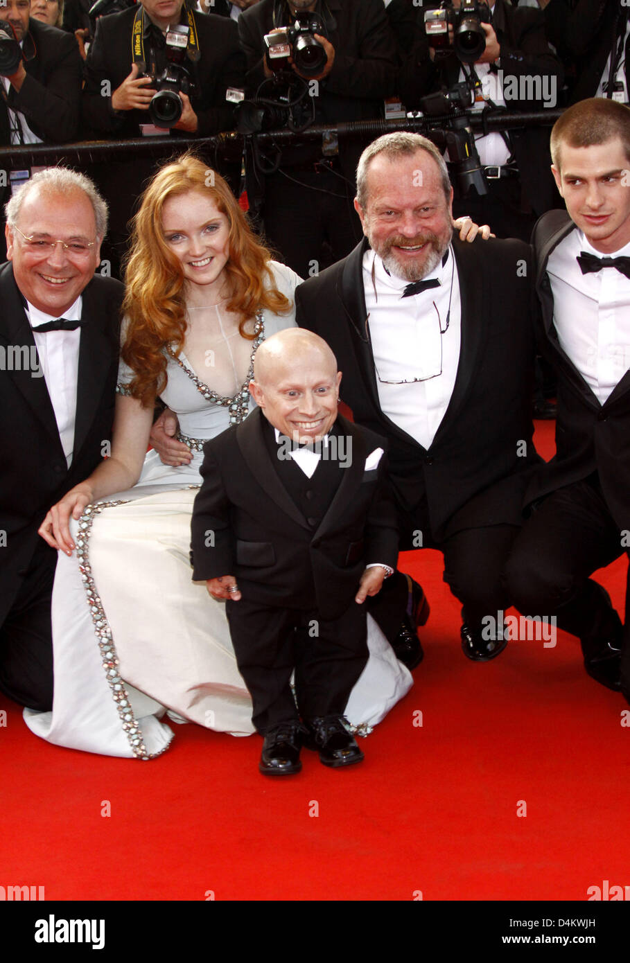 US actor Verne Troyer (front), British actress Lily Cole (2nd L ...