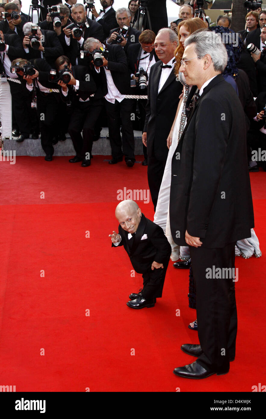 US actor Verne Troyer (front), British actress Lily Cole (2nd L ...