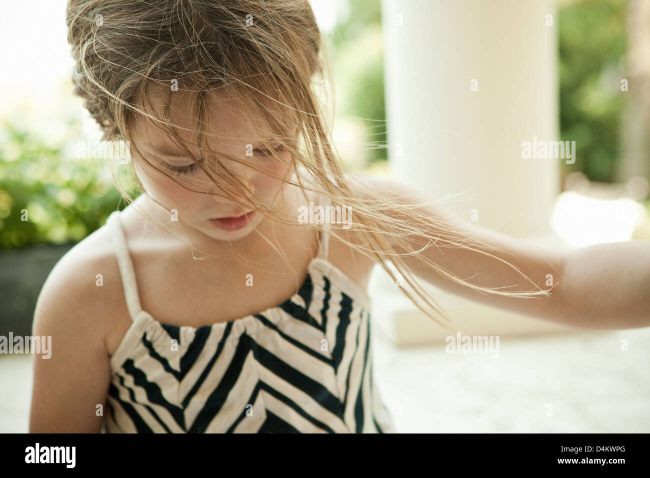 Girl’s hair hanging over face Stock Photo - Alamy