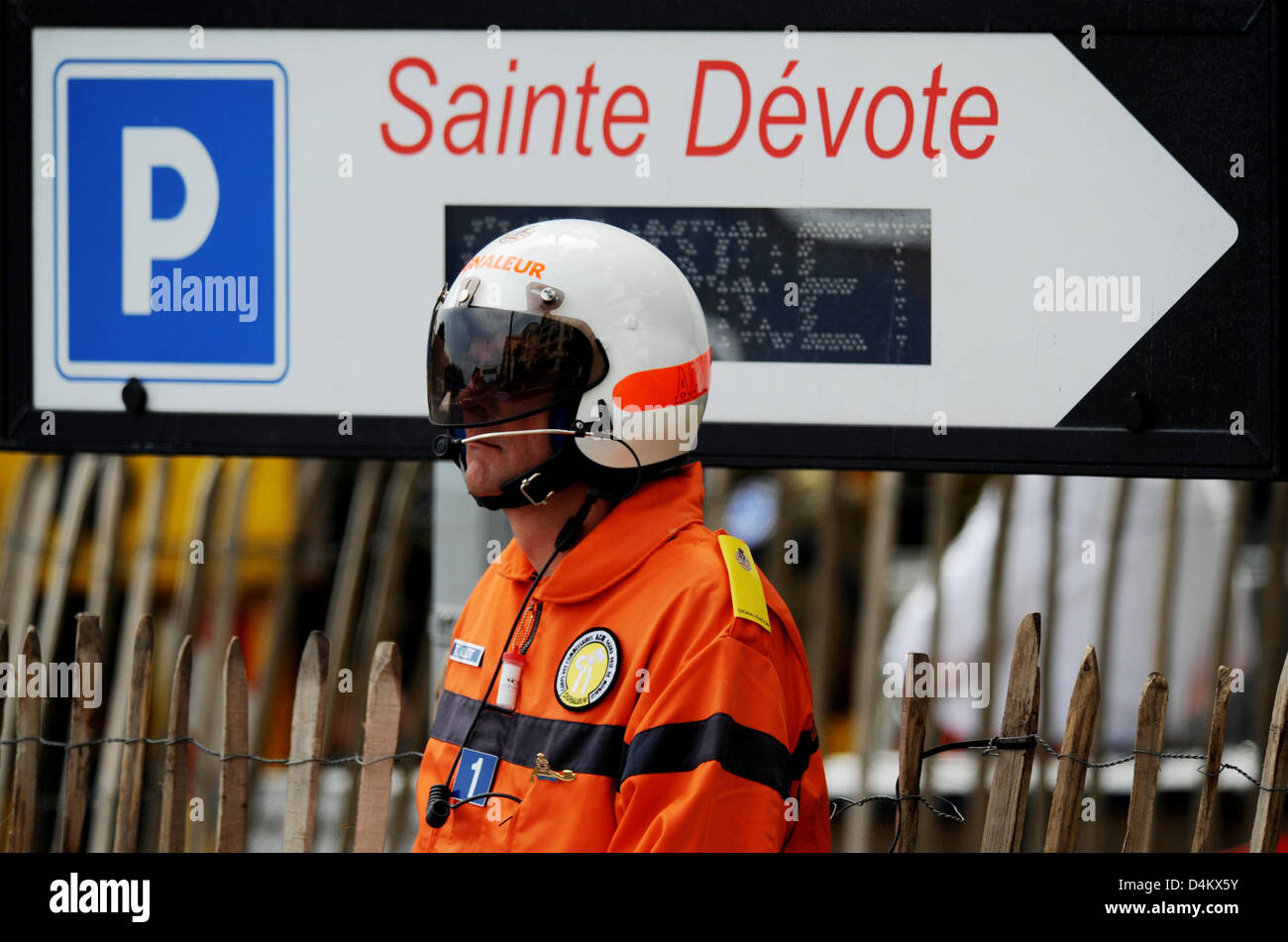A signal guard watches the qualifying for the F1 Grand Prix in Monte ...