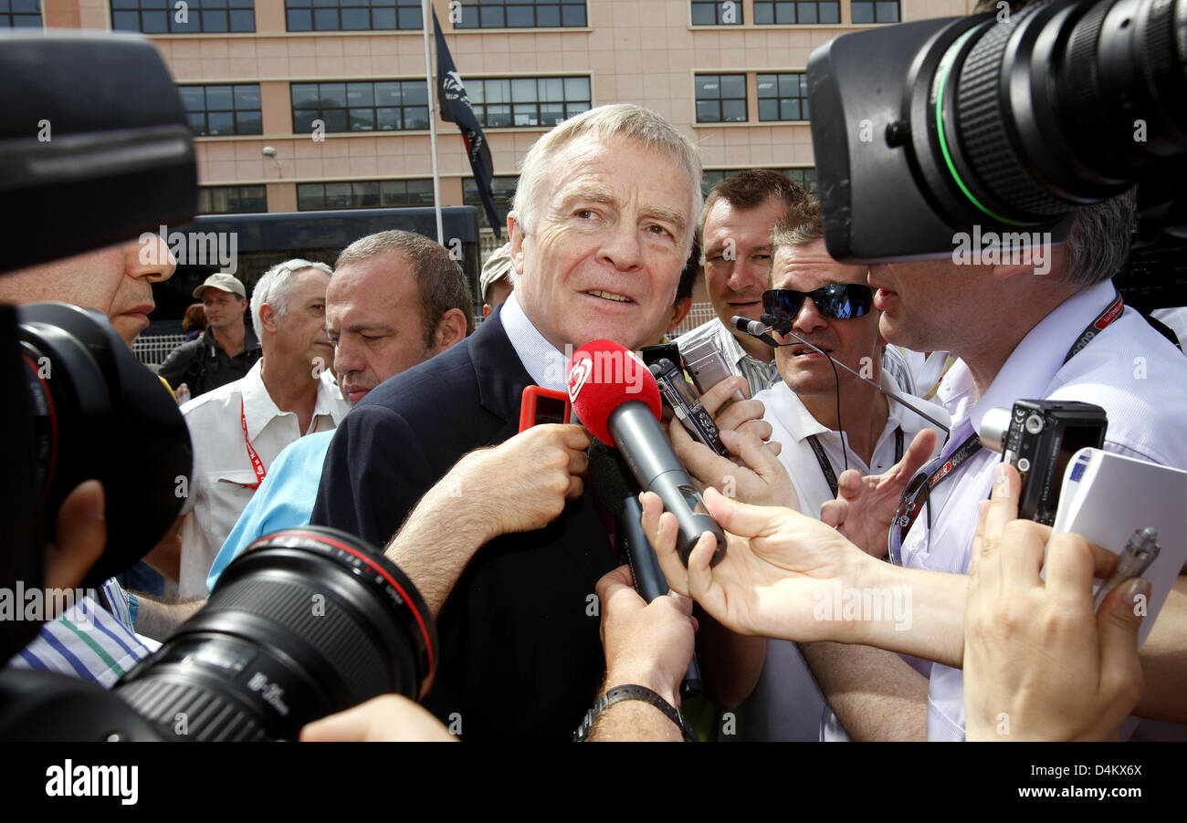 President of the FIA Max Mosley answers questions by journalists in the ...