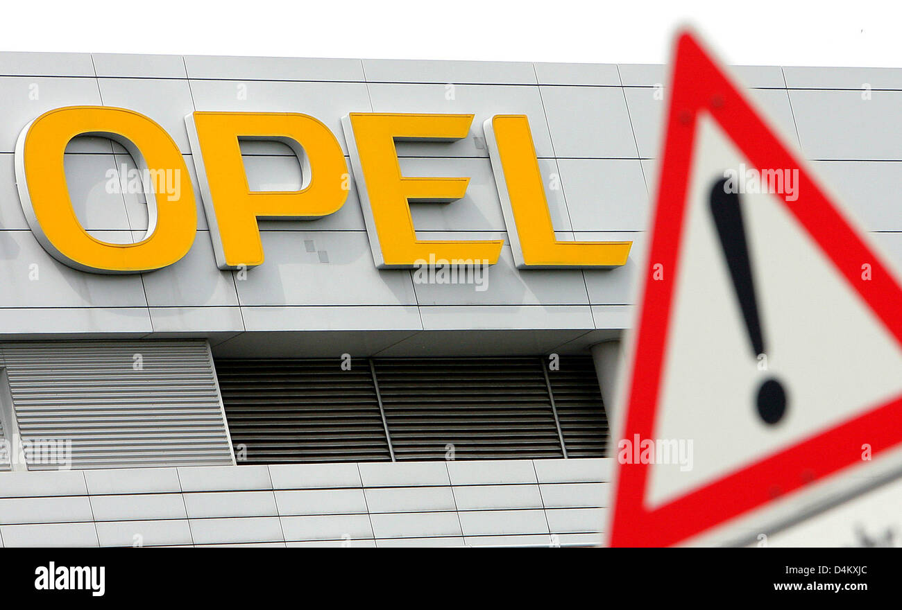 A traffic sign signaling ?danger area? pictured at German carmaker Opel ...
