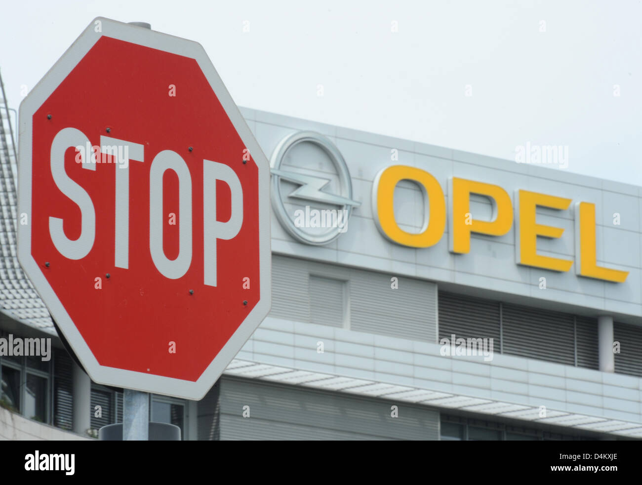 A traffic sign signaling ?stop? pictured at German carmaker Opel?s ...