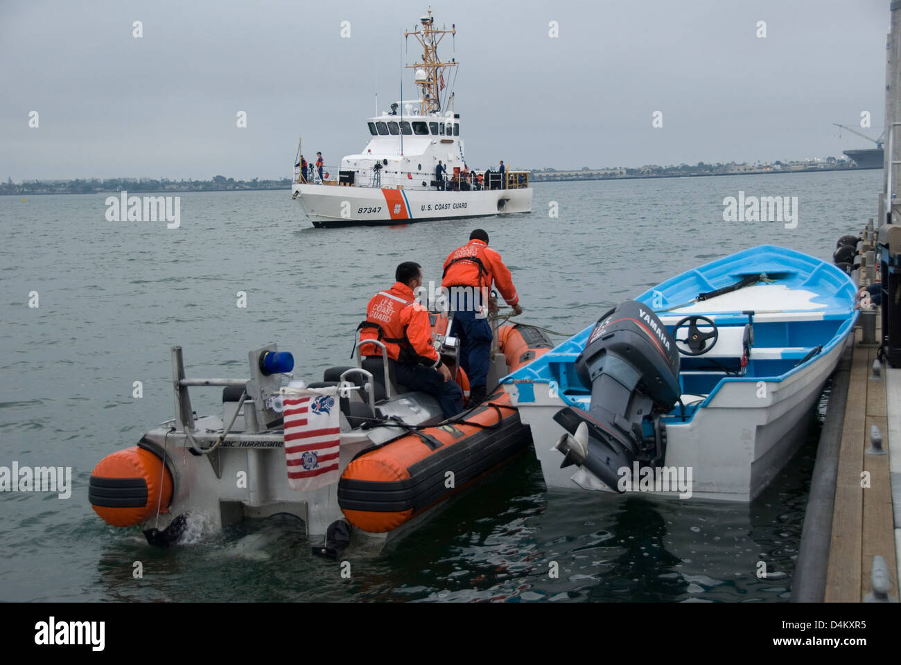 Coast Guard Cutter Haddock moor a siezed panga Stock Photo - Alamy