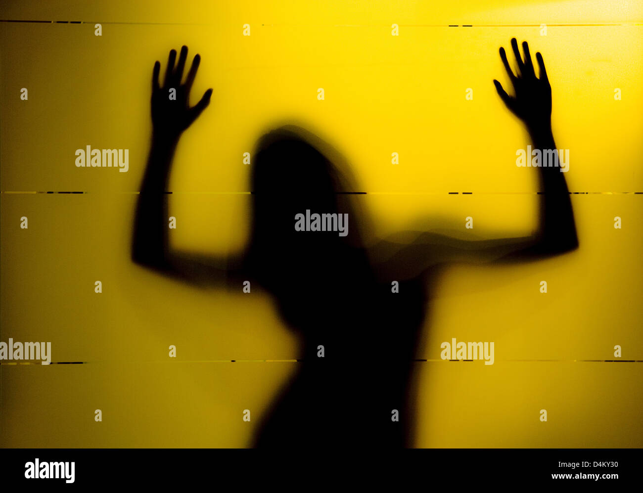 Young woman behind the matte glass Stock Photo - Alamy