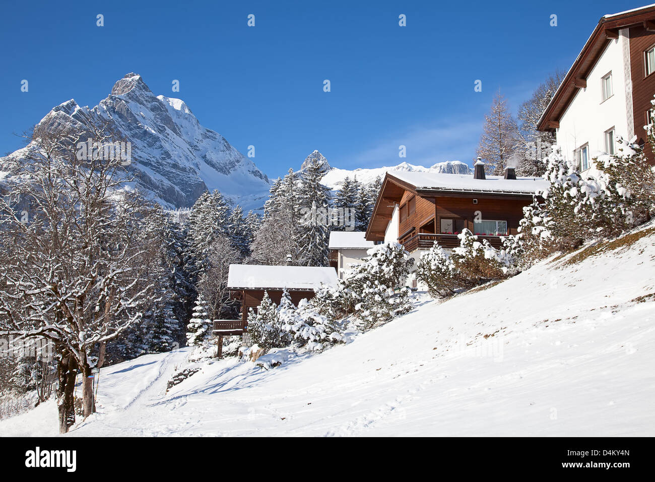 Winter in the swiss alps (Braunwald, Glarus, Switzerland Stock Photo ...