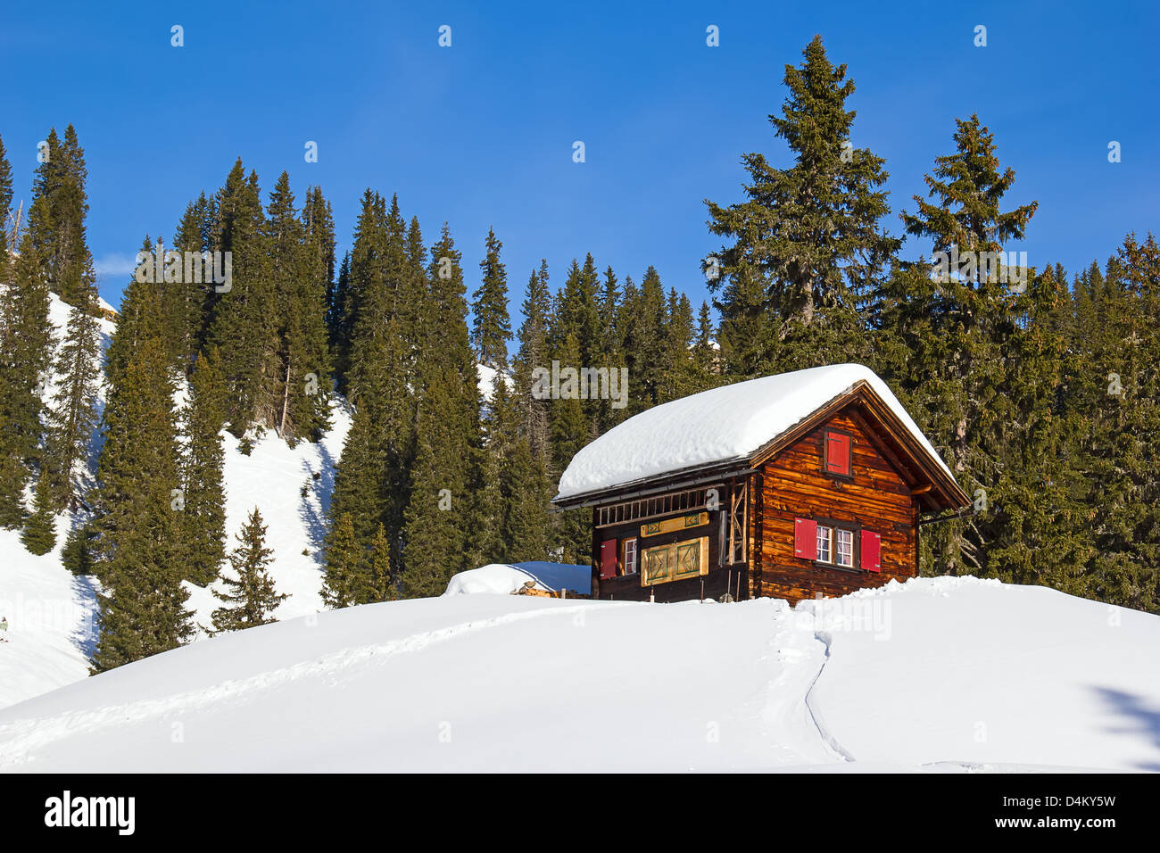 Winter in the swiss alps (Braunwald, Glarus, Switzerland Stock Photo ...