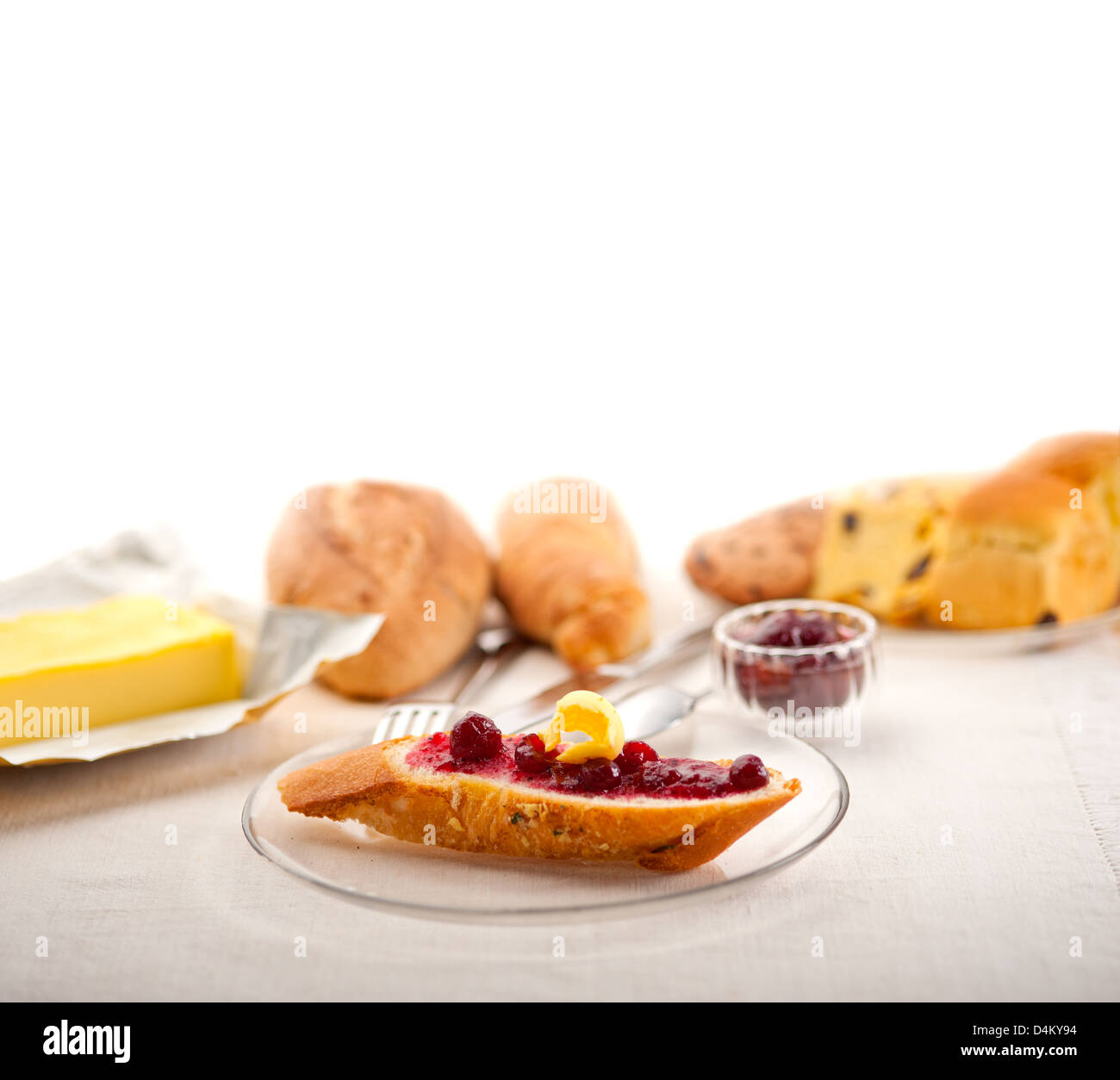 bread butter and jam classic European breakfast Stock Photo - Alamy