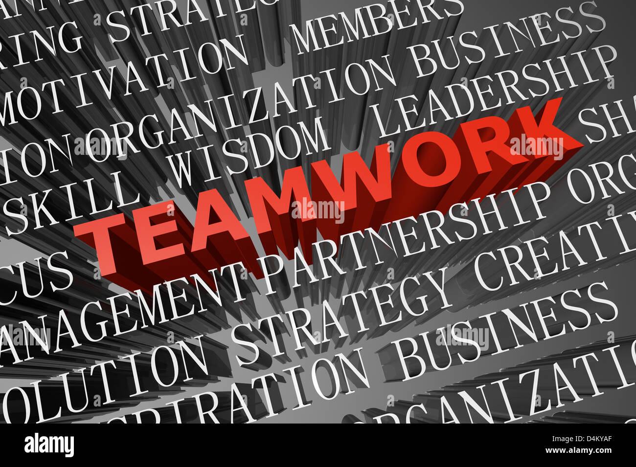 3D rendered word cloud of teamwork concept Stock Photo - Alamy