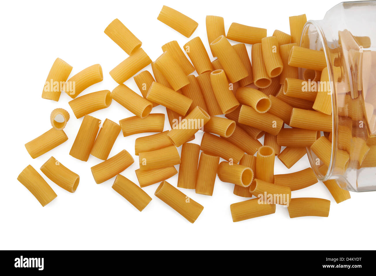 Dried pasta in a glass jar on white background Stock Photo - Alamy