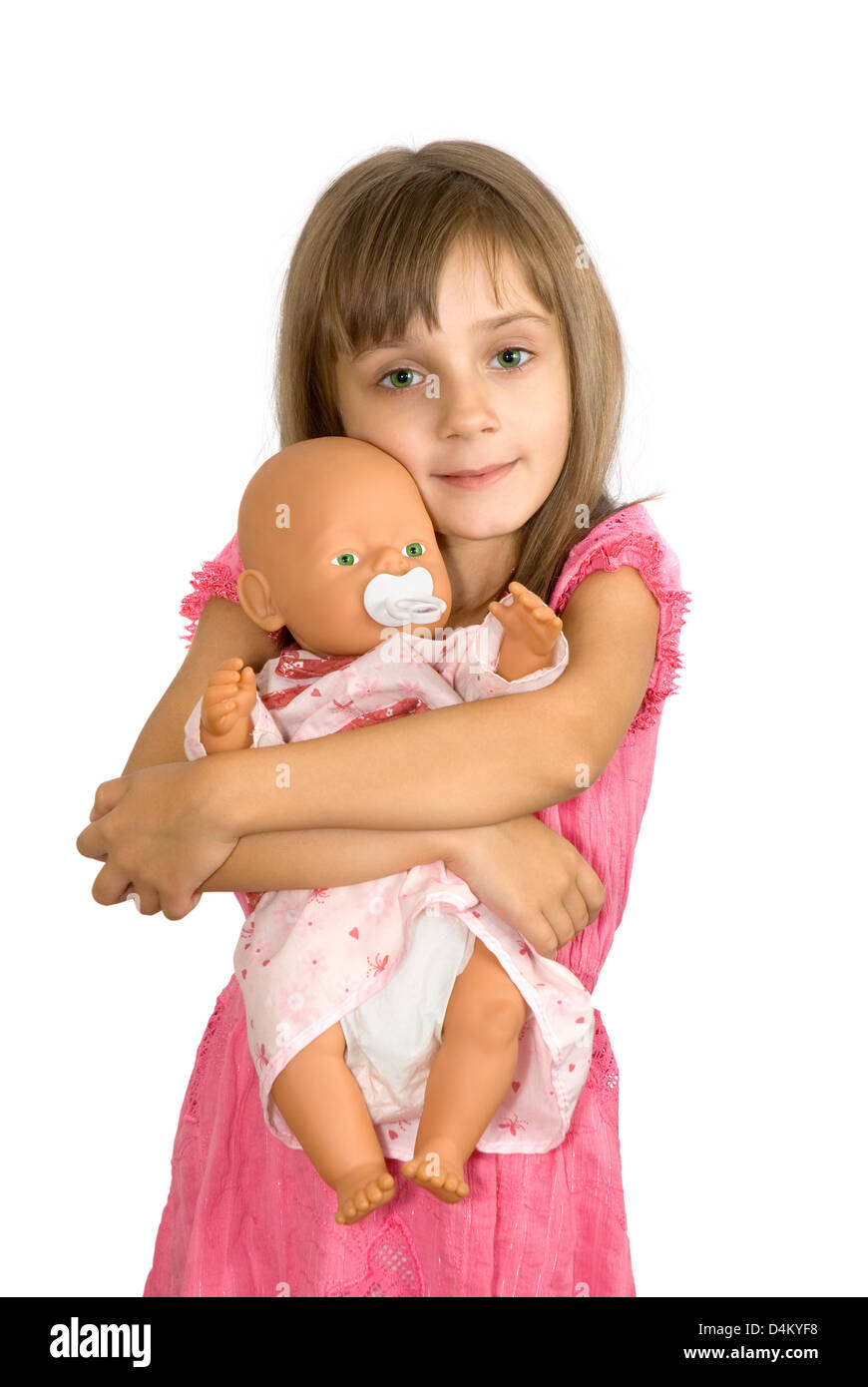 Girl with toy doll hi-res stock photography and images - Alamy