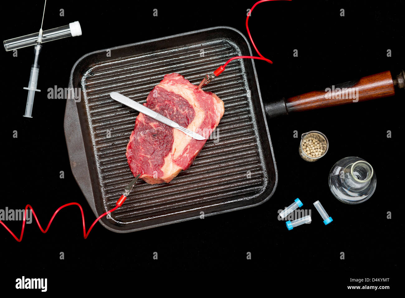 Meat connected to electrodes Stock Photo - Alamy