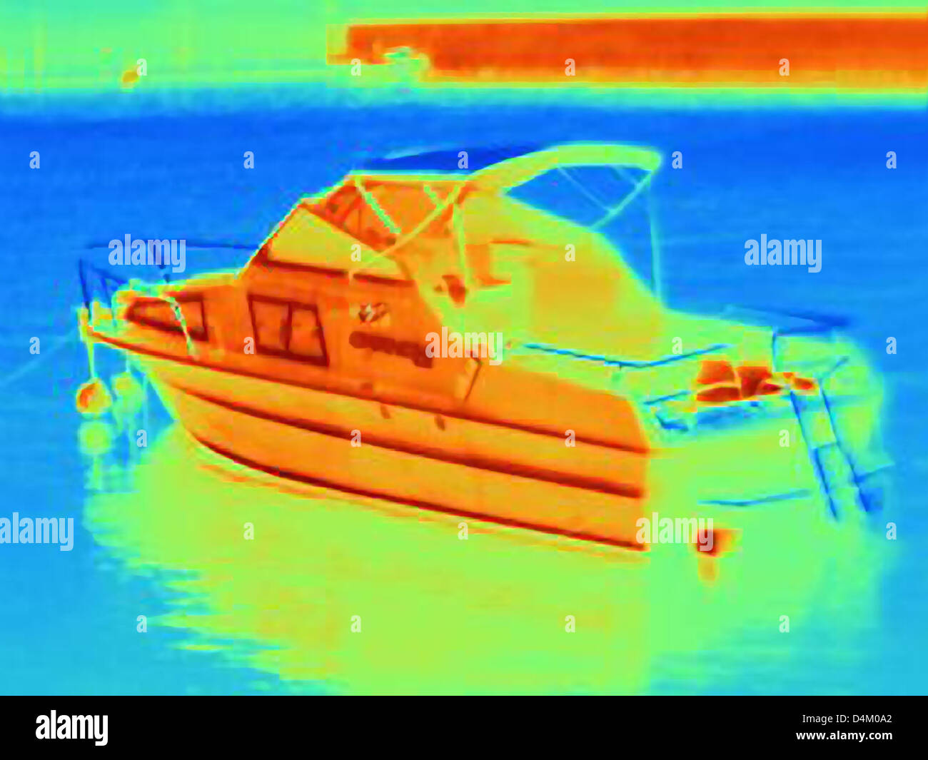 Thermal image of boat on water Stock Photo - Alamy