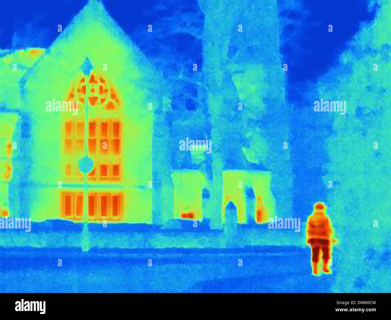 Thermal image of man and cathedral Stock Photo - Alamy