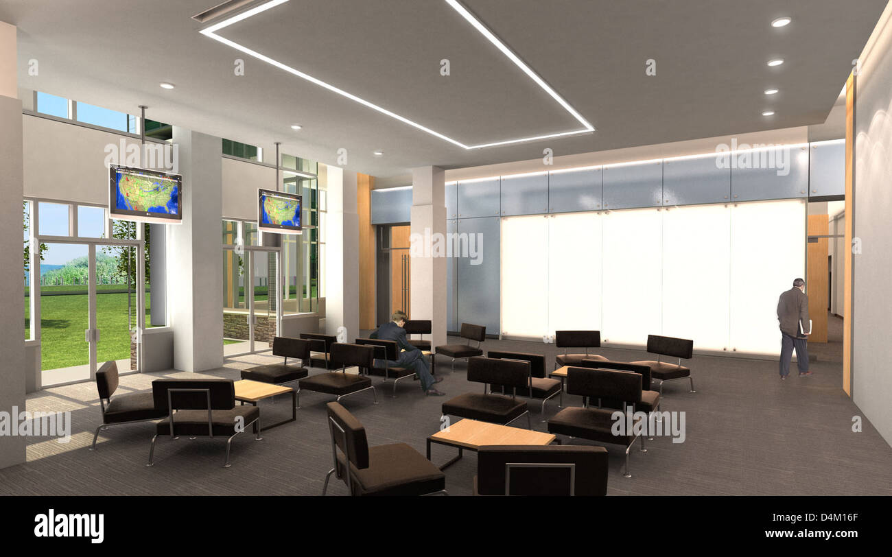 A rendering of the interior ante room of the Coast Guard Headquarters ...