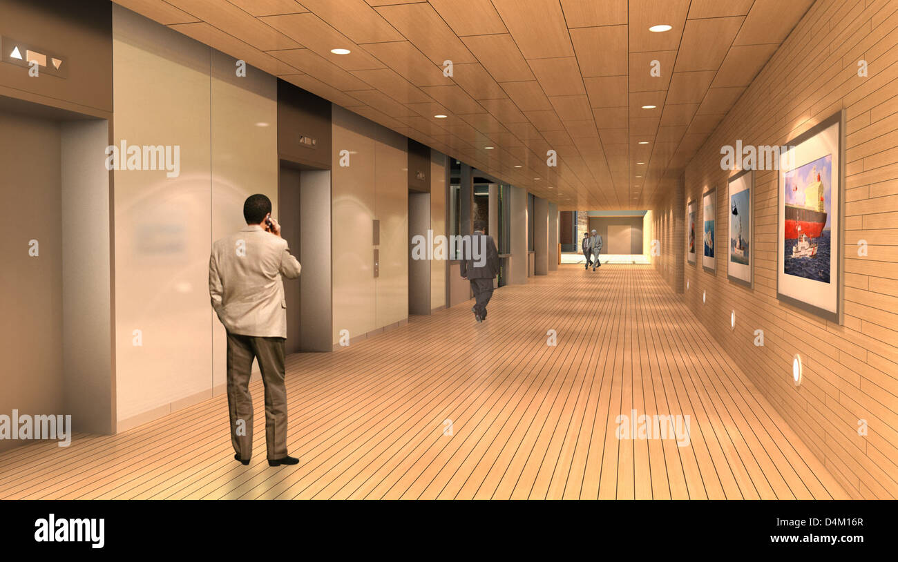 The rendering of the Phase I design for the main elevator lobby at CGHQ ...