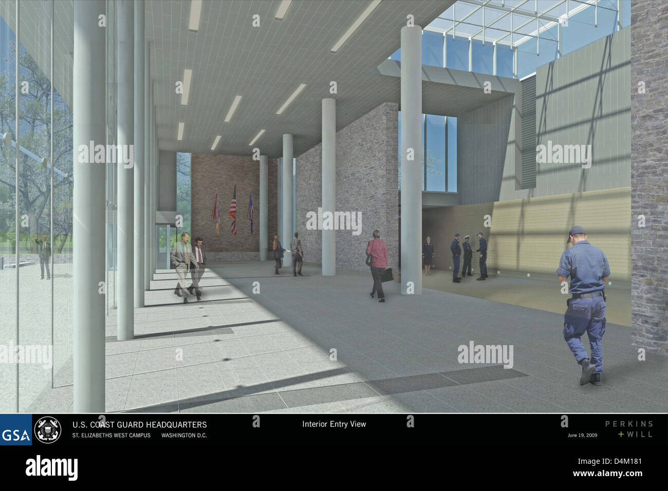 The first phase rendering of the Coast Guard Headquarters (CGHQ) lobby ...