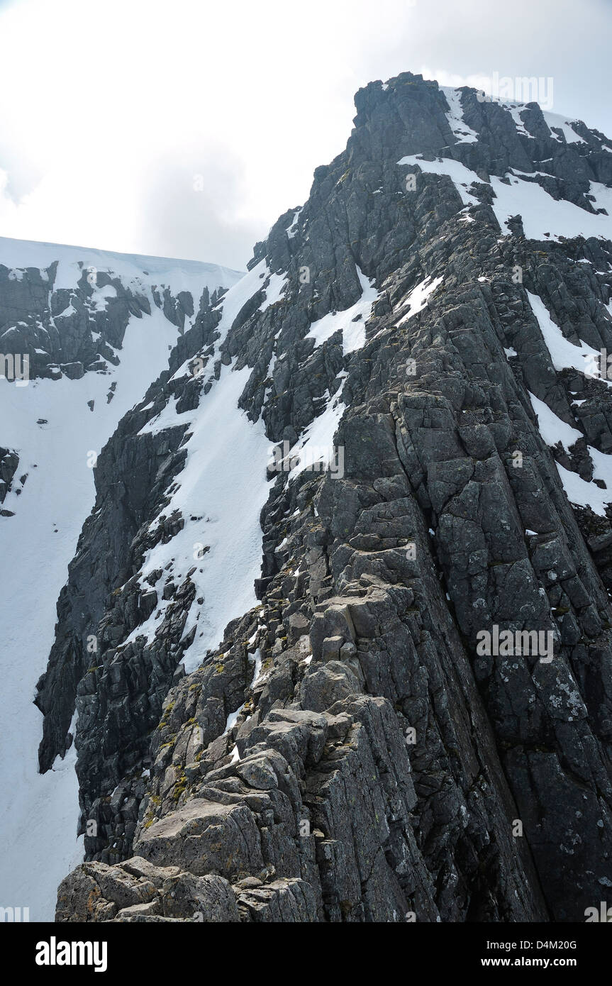 Top of Tower Ridge, a classic climb on Ben Nevis. Summit plateau on ...