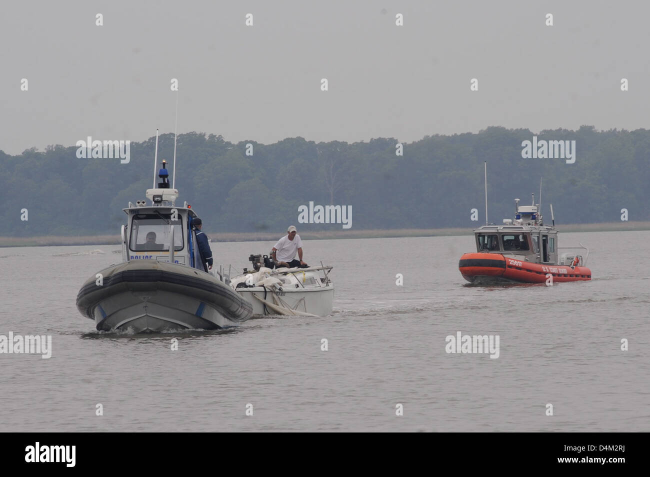 Coast Guard responds to boat collision Stock Photo - Alamy